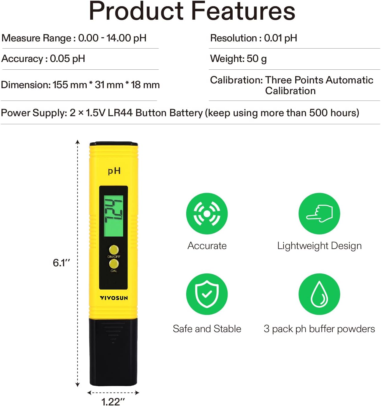 VIVOSUN pH and TDS Meter Combo - H2Grown